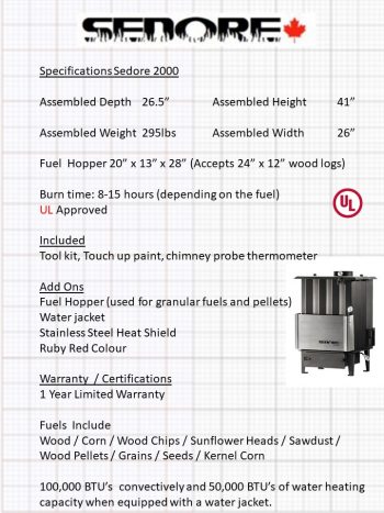 Stove Specs – Sedore Canada